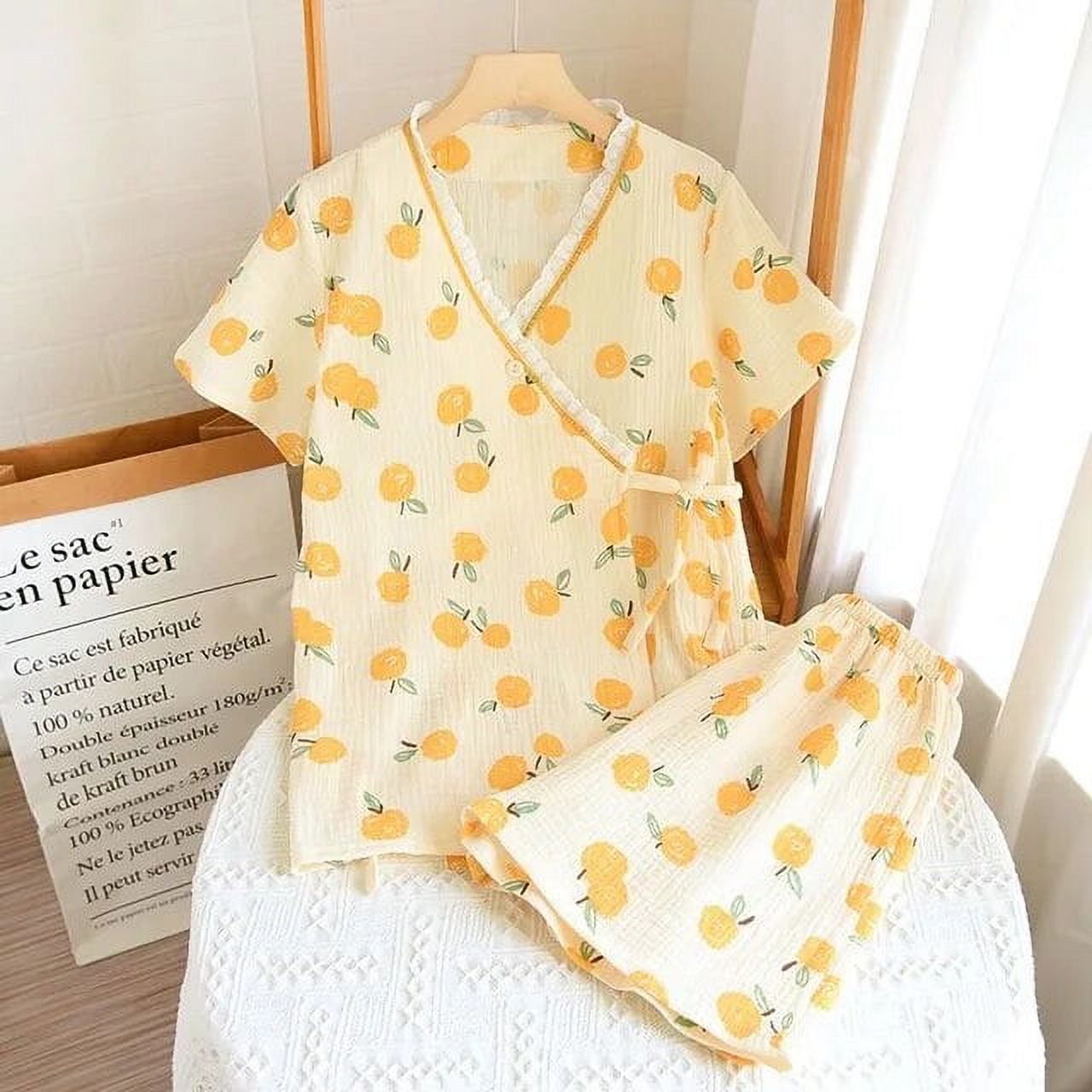 Municipal New Summer Women Pajamas 100% cotton gauze kimono pajamas set ...