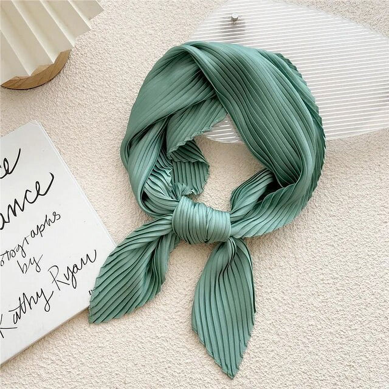 Municipal New Women Pleated Satin Scarf Headscarf Neckerchief Skinny ...