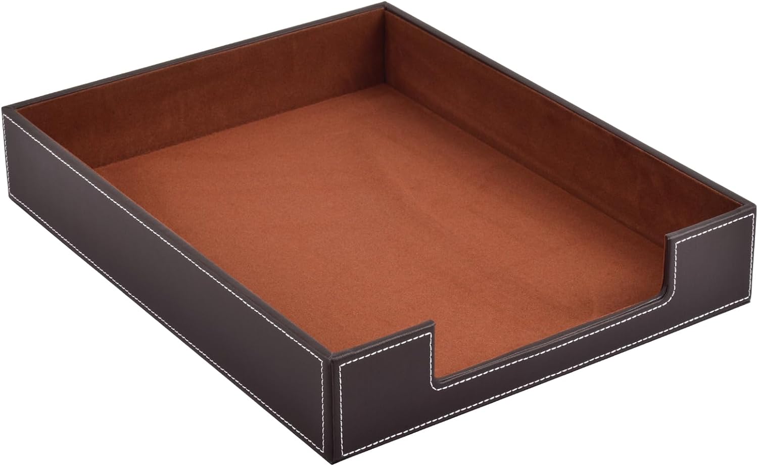 Municipal PU Leather 1-Layer Stackable Office File Document Tray Case ...