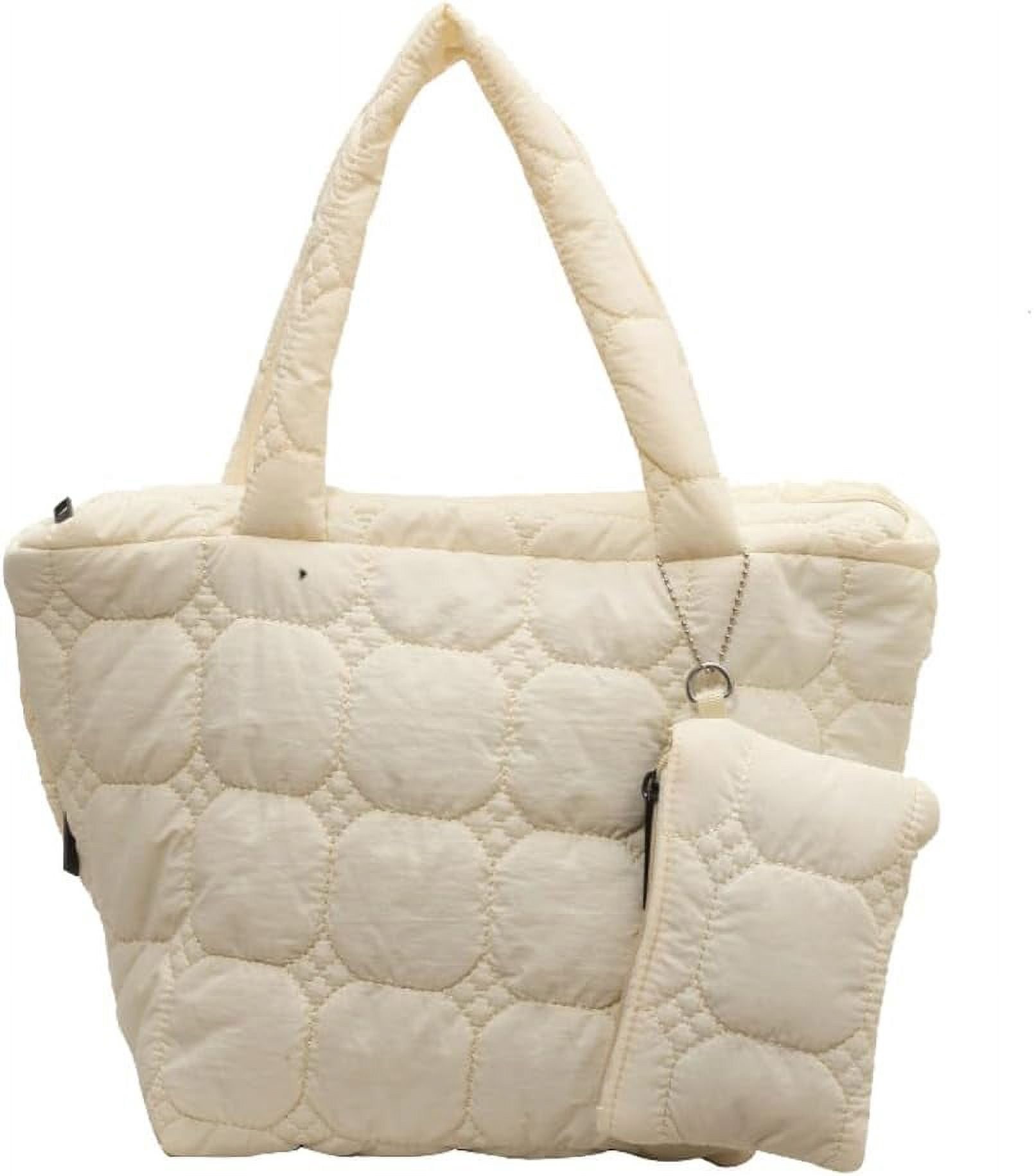 HLSOHJP Puffer Tote Bag for Women Quilted Bag with Small Pouch Tote Bag ...