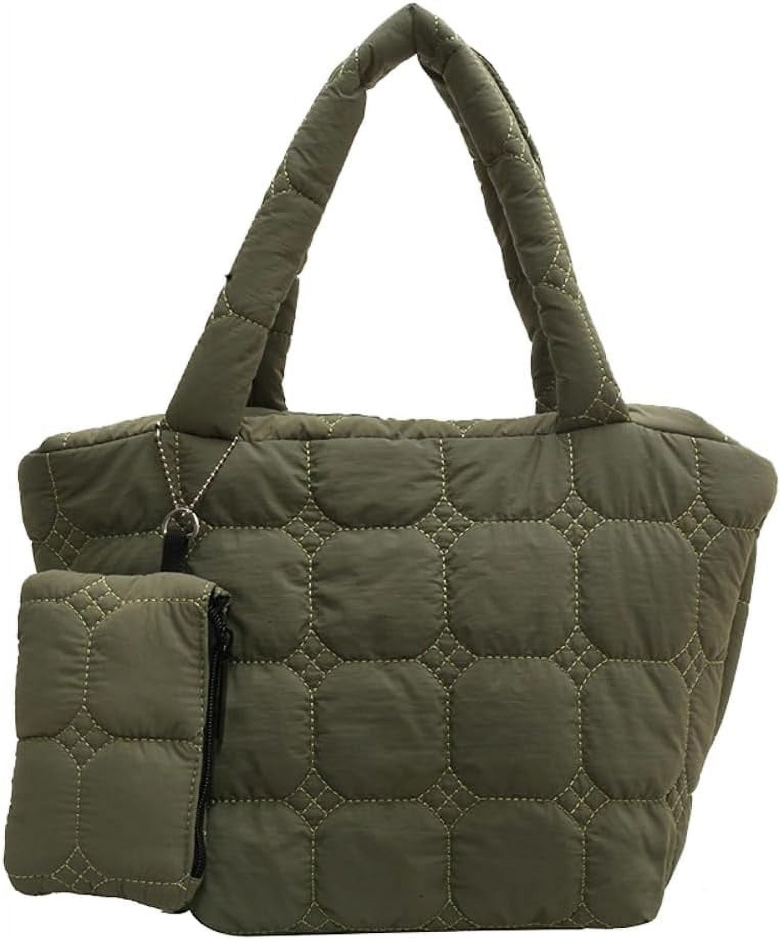 Municipal Puffer Tote Bag for Women Quilted Bag with Small Pouch Tote ...