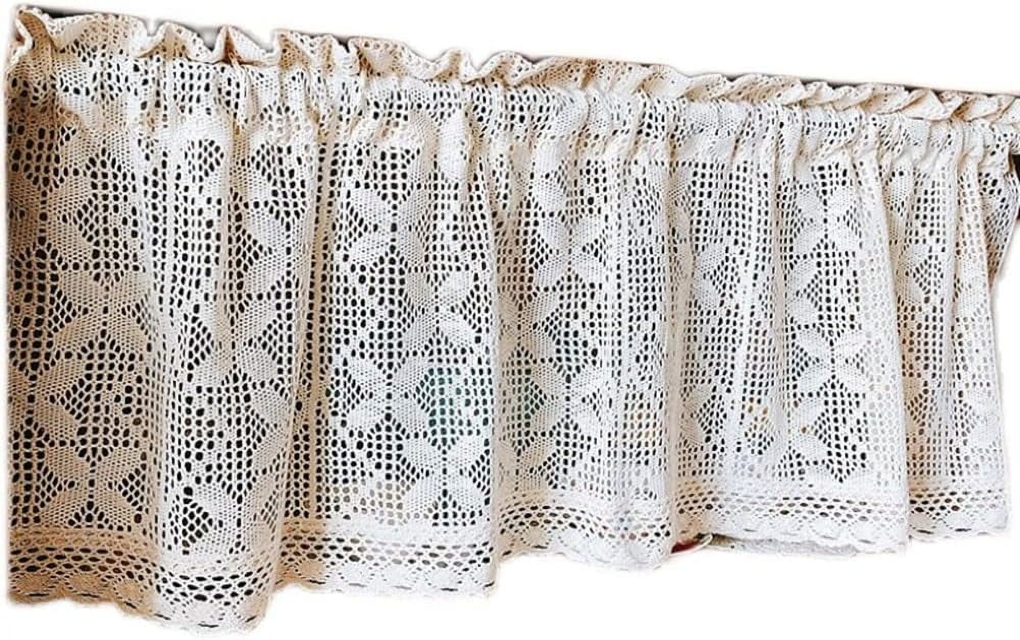 Municipal Retro Crochet Curtain Valance for Kitchen Doorway Cotton Boho ...