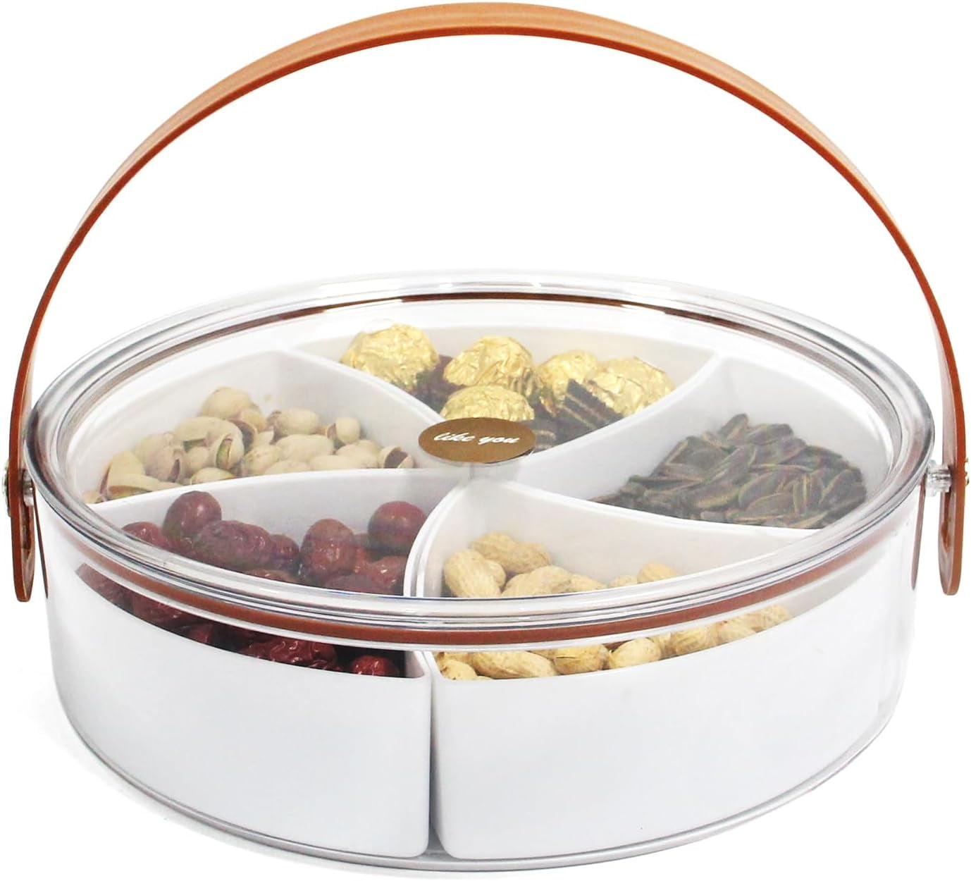 Municipal Round Divided Serving Tray Platter with Lid & Handle Storage ...