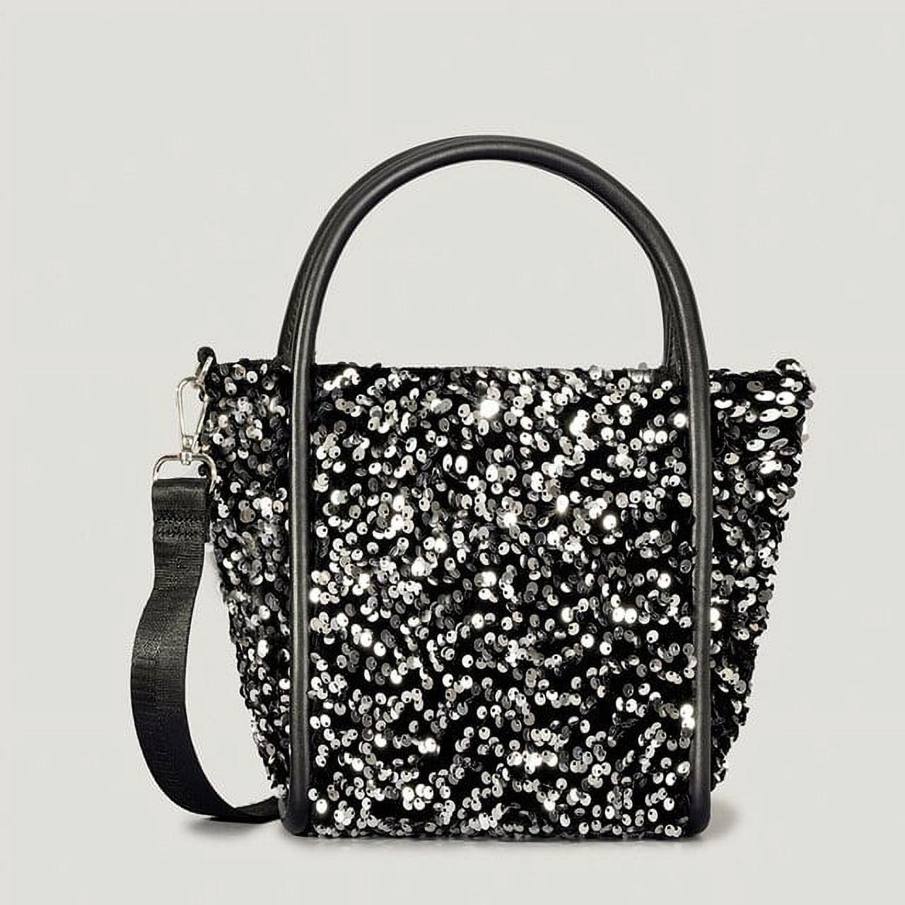 Municipal Shinny Sequins Women Handbags Designer Bling Bucket Bag Wide ...