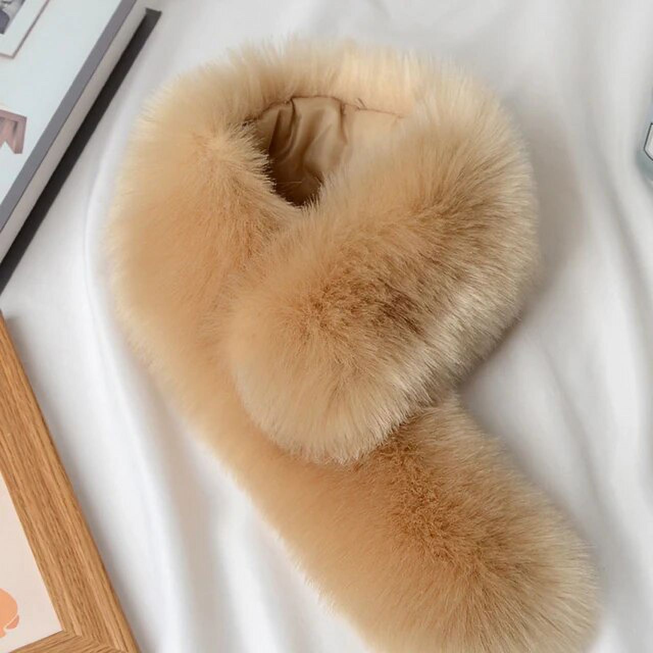 Municipal Solid Color Faux Fox Fur Collar Double Sided Thick Warm Scarf ...