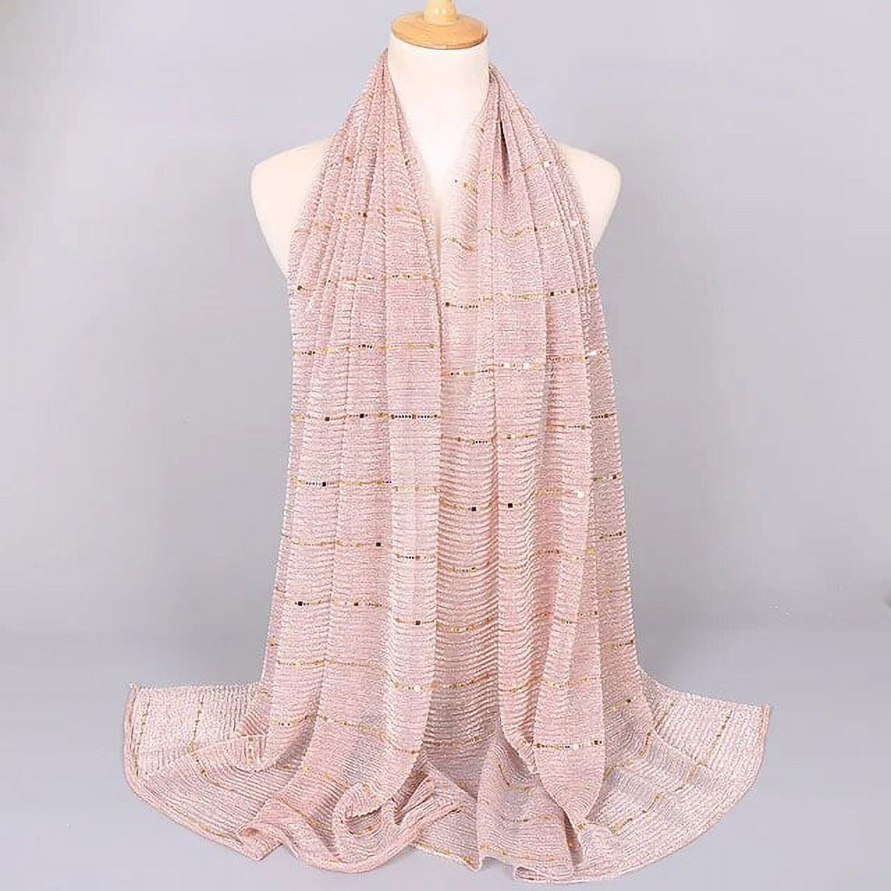 Municipal Sparkly Gold Bright Silk Sequin Women Silk Scarf Sheer Thin ...