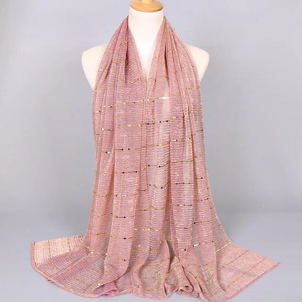 Municipal Sparkly Gold Bright Silk Sequin Women Silk Scarf Sheer Thin ...