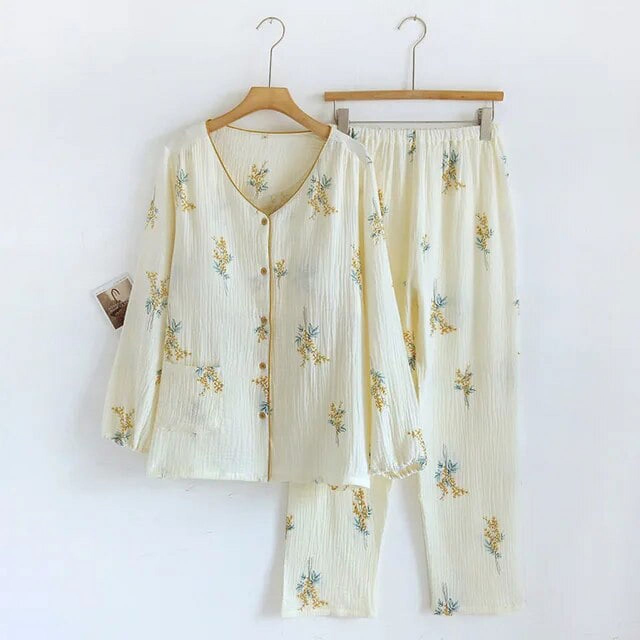 Municipal Summer And autumn Women Pajamas FlowerSea Print Sleepwear 100 ...