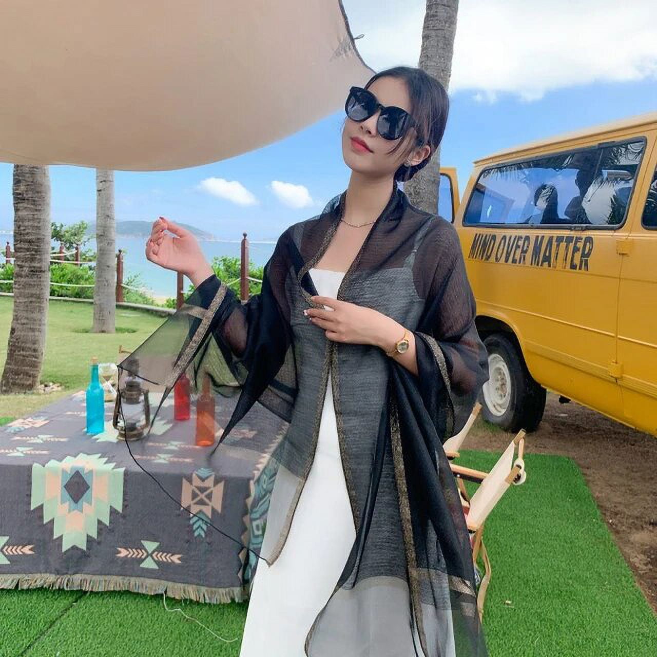 Municipal Summer Chiffon Hijab Women Silk Scarf Solid Long Wrap Shawl ...