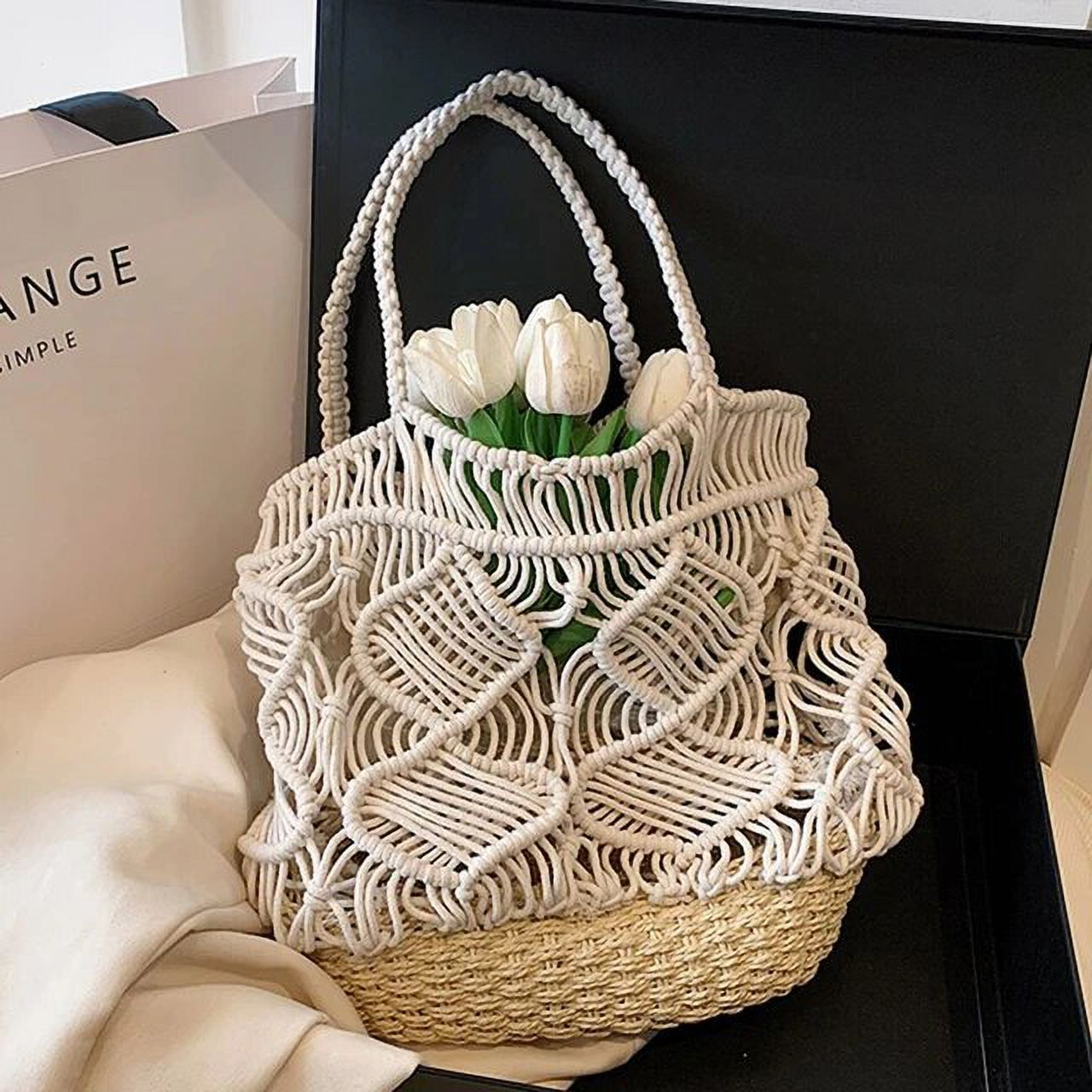 Municipal Summer Straw Bags for Women Handbags Hollow Straw Bucket Bag ...