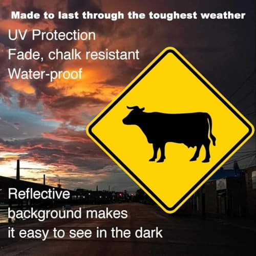 Municipal Supply & Sign Co 18 x 18 Cow Crossing Sign - Recognizable ...