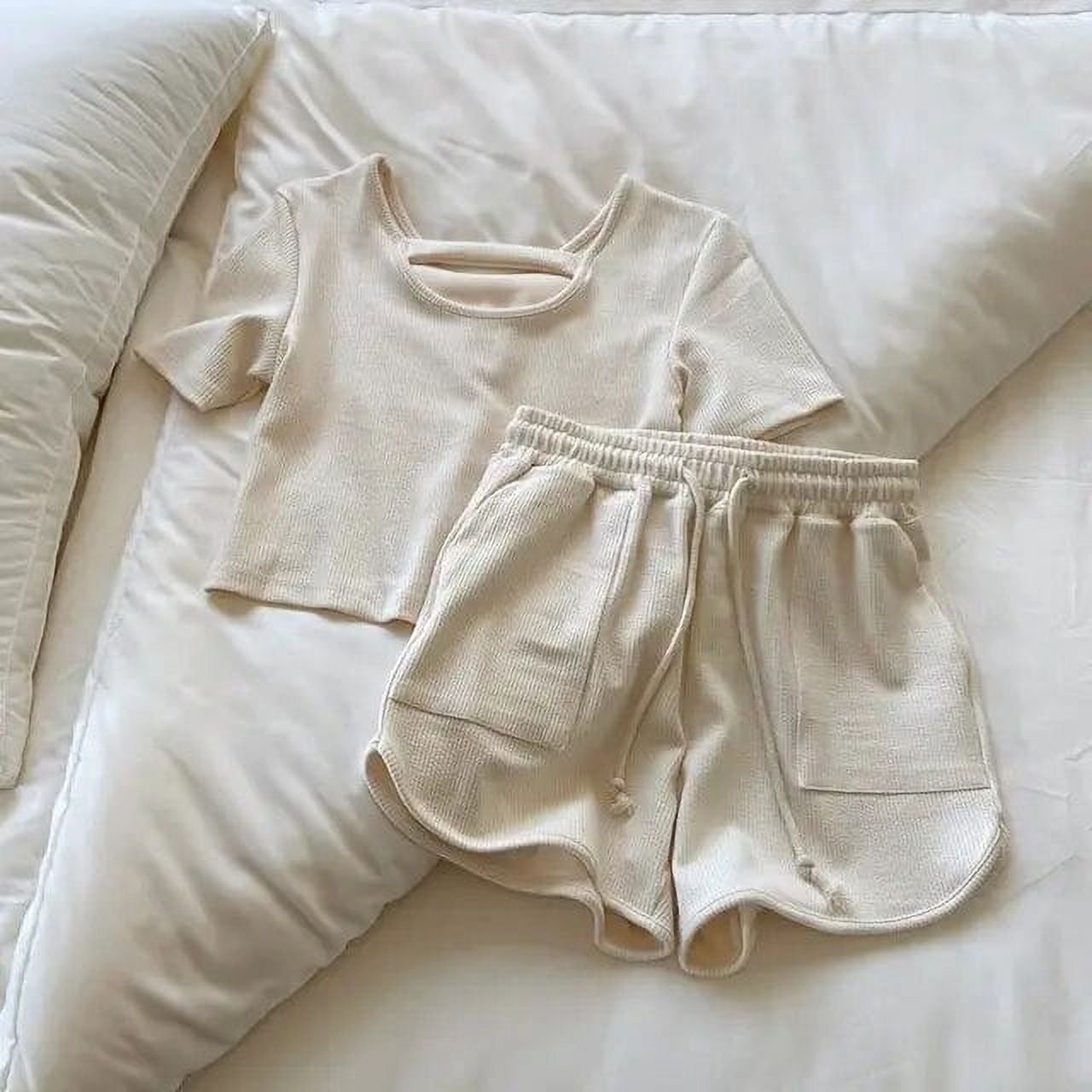 Municipal Two Piece for Women Pajamas Shorts Sets Sleepwear Pocket ...