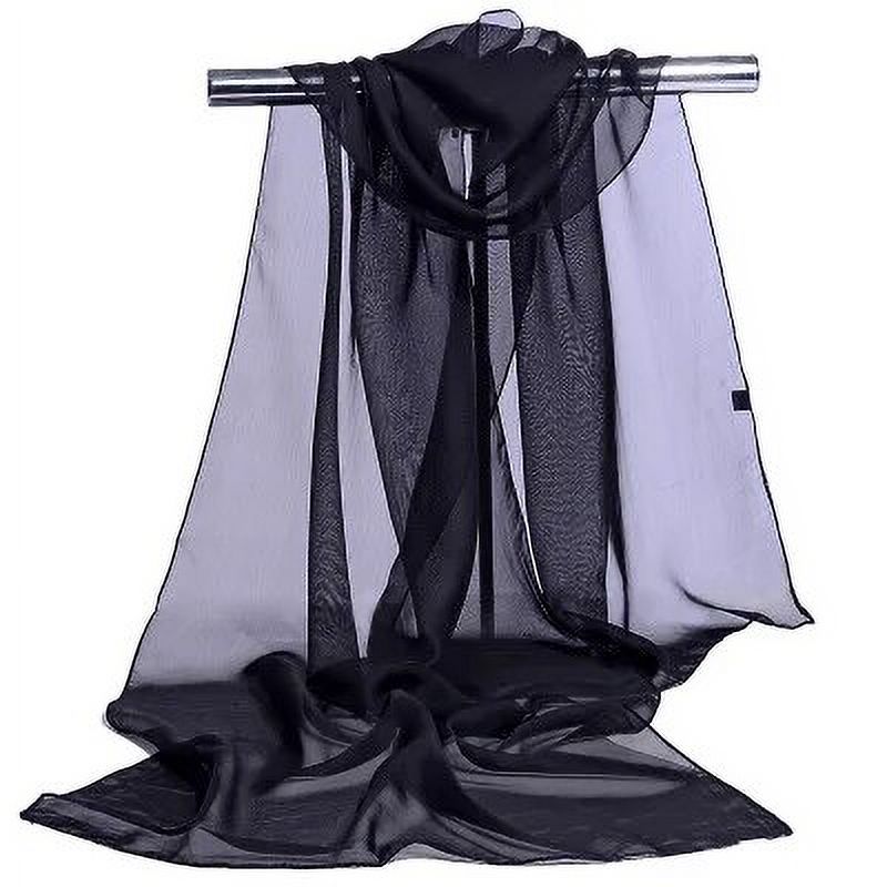 Municipal Ultra Thin Solid Color Long Chiffon Neck Guard Silk Scarf ...