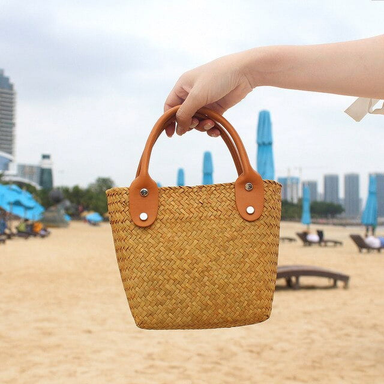 Municipal Vintage Ratan Bucket Bag Wicker Woven Women Handbags Handmade ...