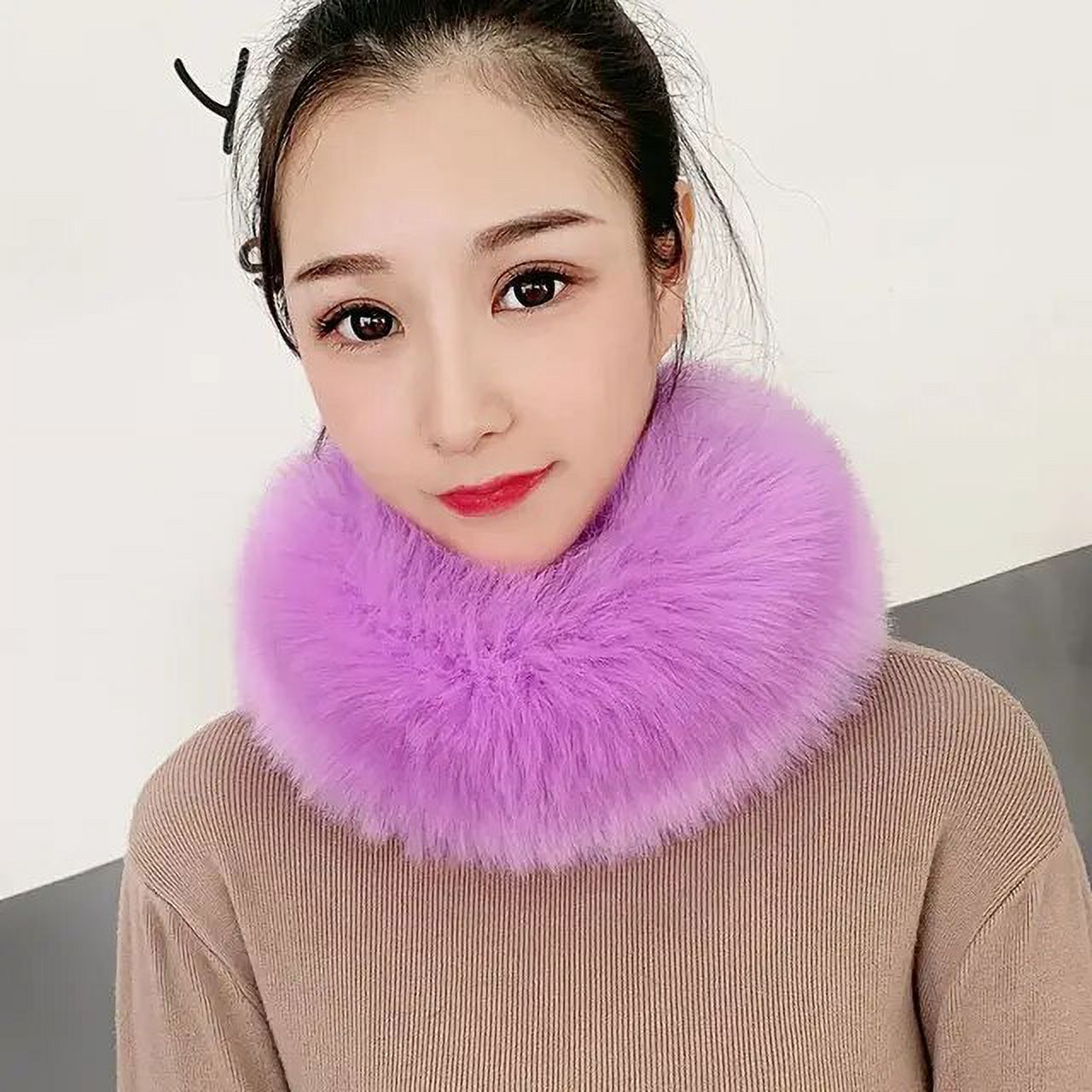 Municipal Winter Faux Rabbit Fur Protect Cervical Spine Warm Scarf ...