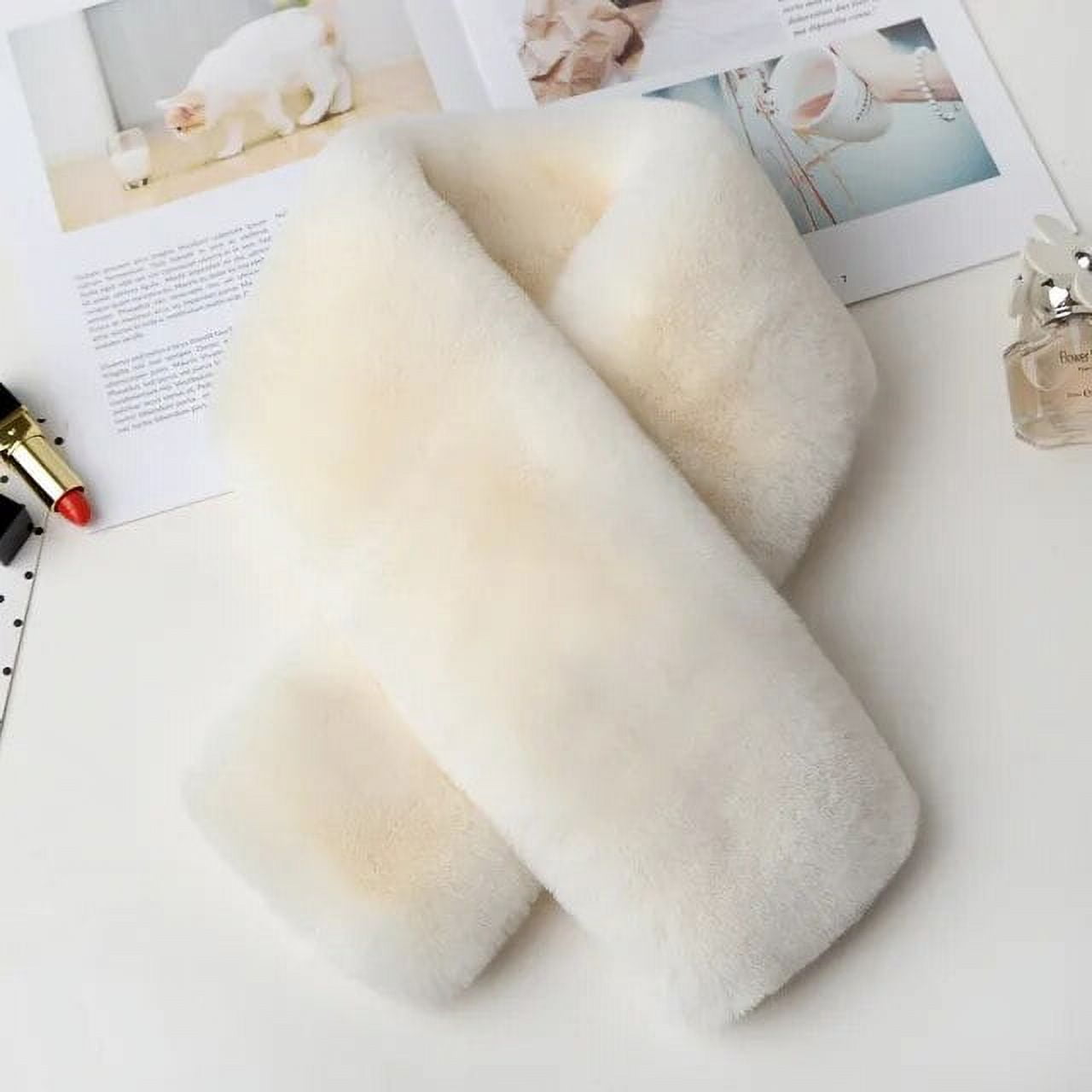 Municipal Woman Thick Cross Neck Protection Faux Rex Rabbit Fur Plush ...