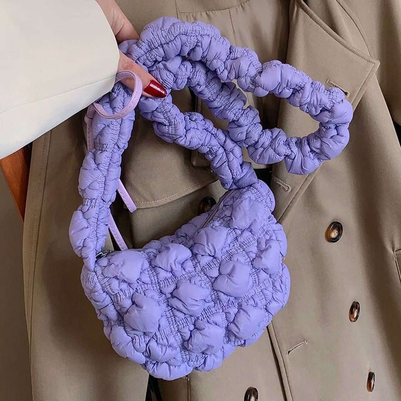 Municipal Women Bubble Cloud Bag Solid Quilted Padded Big Purse ...