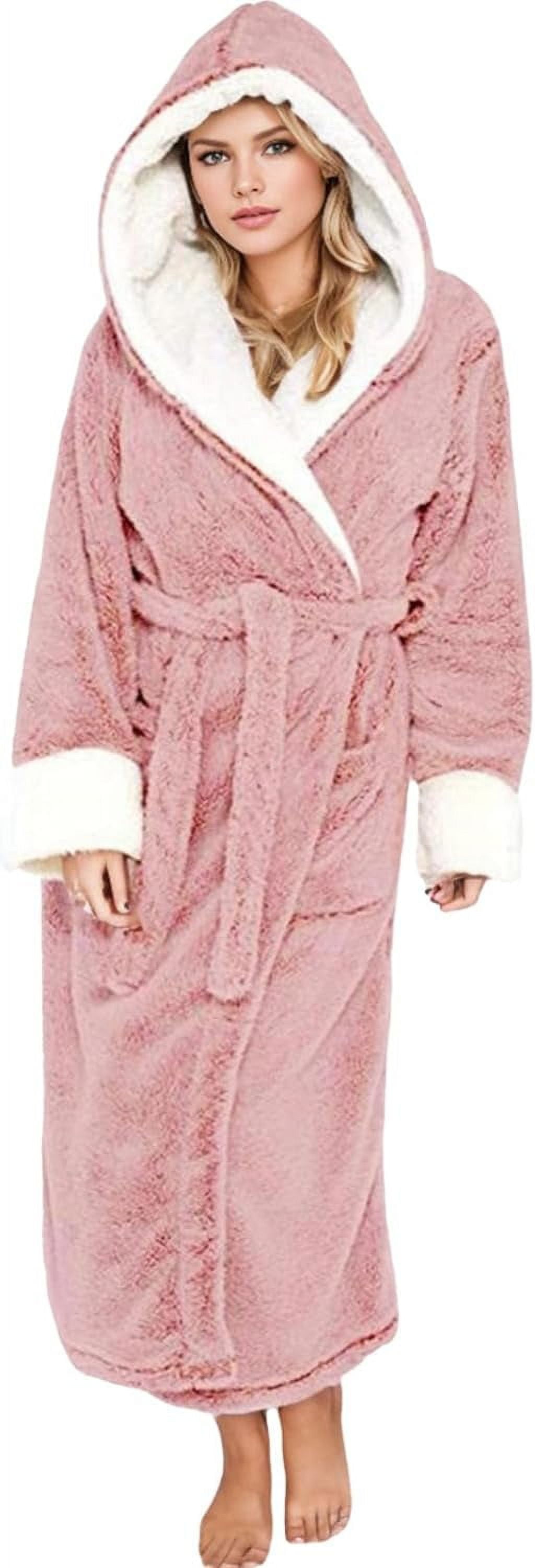 Municipal Women Fleece Shawl Collar Bathrobe Color Block Plush Long