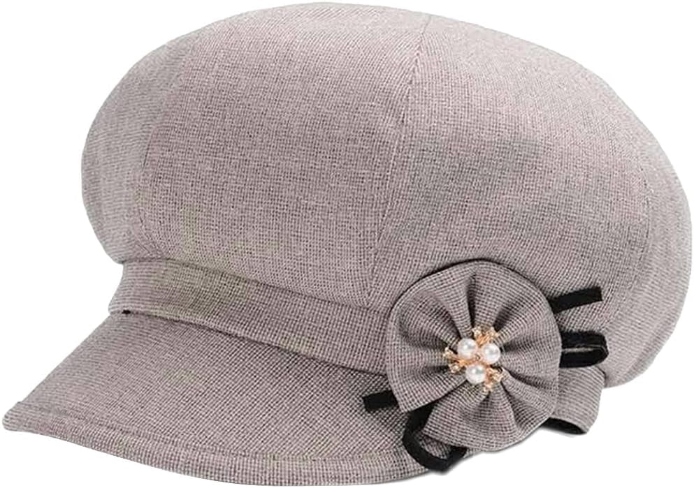 Municipal Women Octagonal Cap Plain Pattern Newsboy Cap Elegannt Dome ...