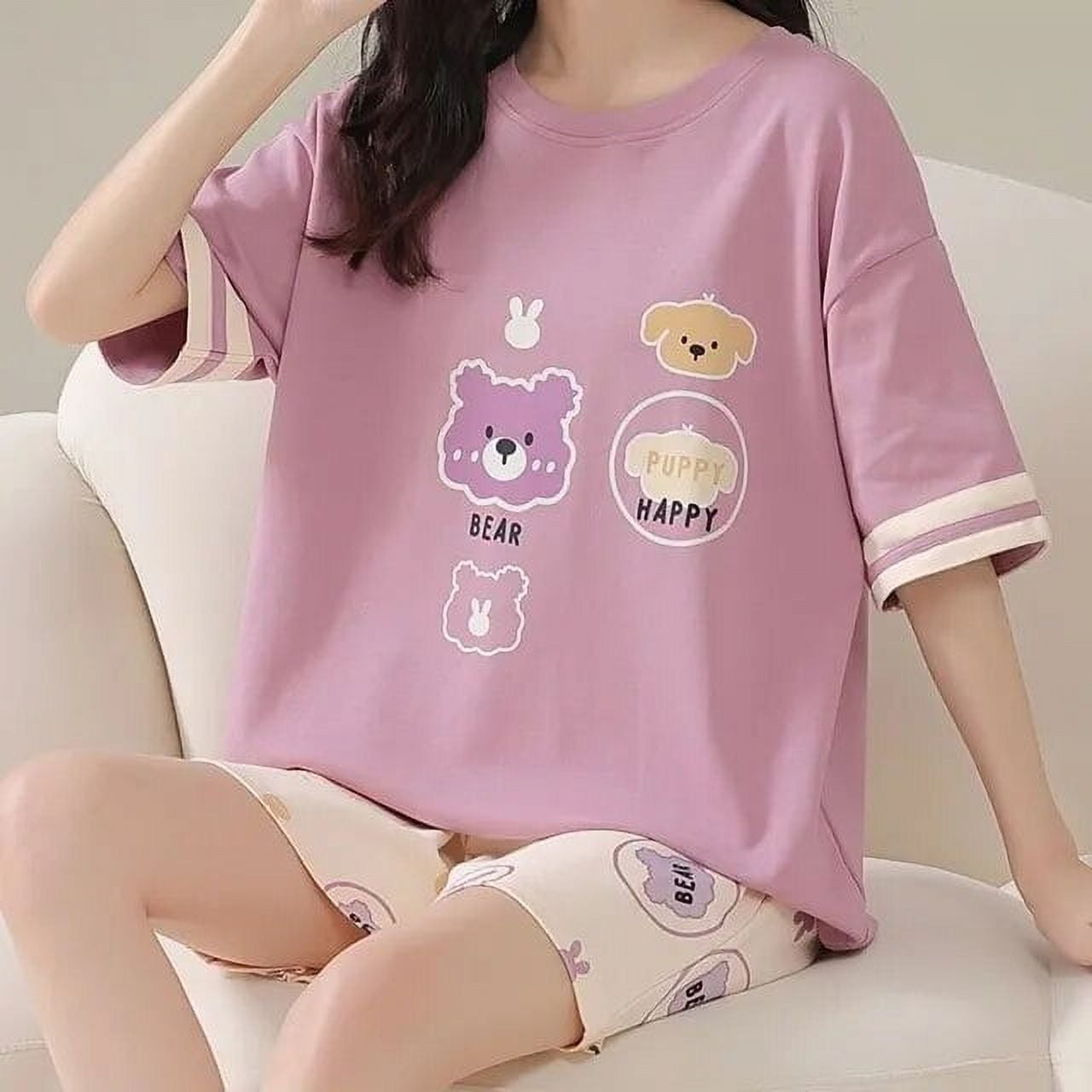 Municipal Women Pajama Set Summer Kawaii Pijamas Bear Print Pyjamas ...