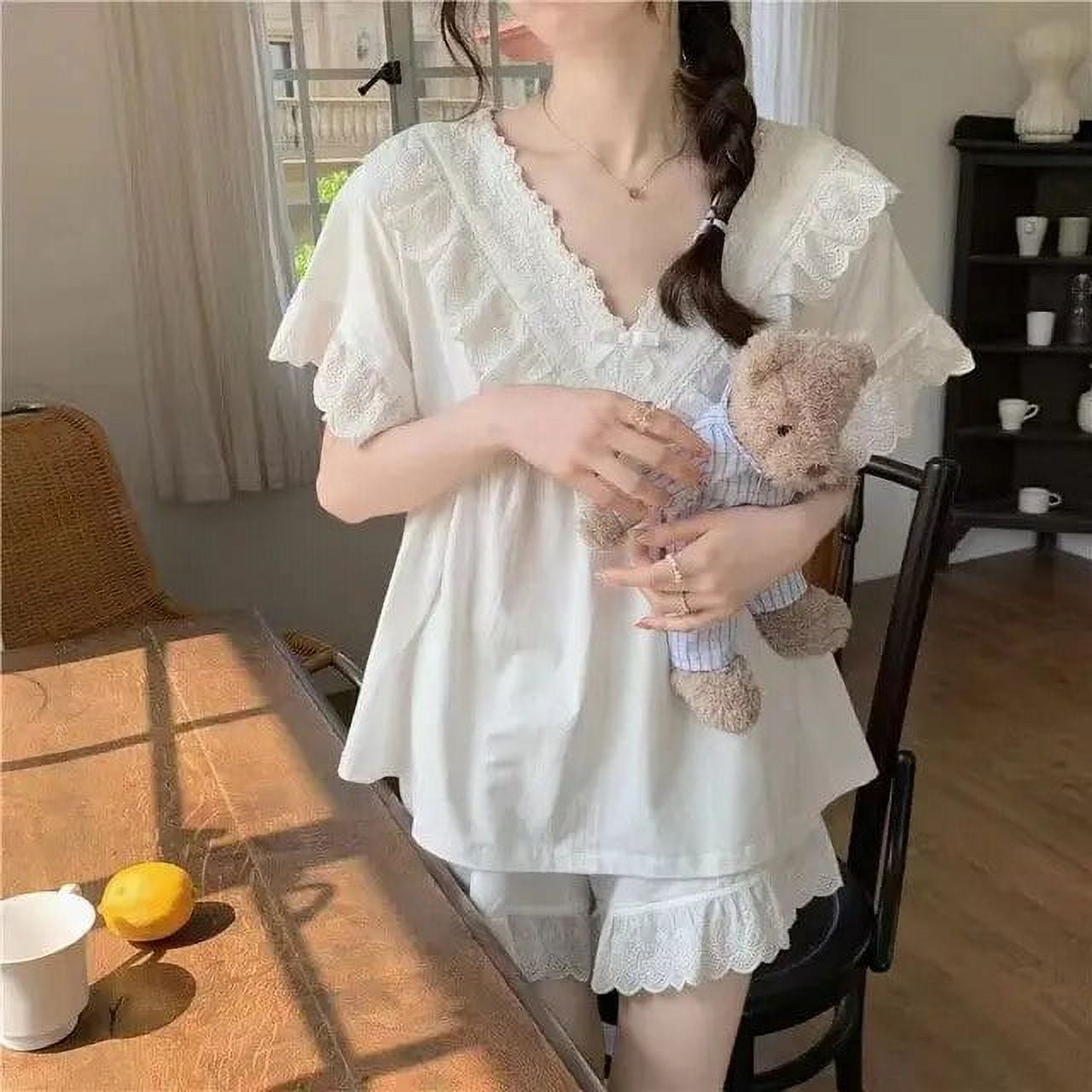 Municipal Women Pajamas Shorts Sets Lace Sleepwear Pijama Loungewear ...