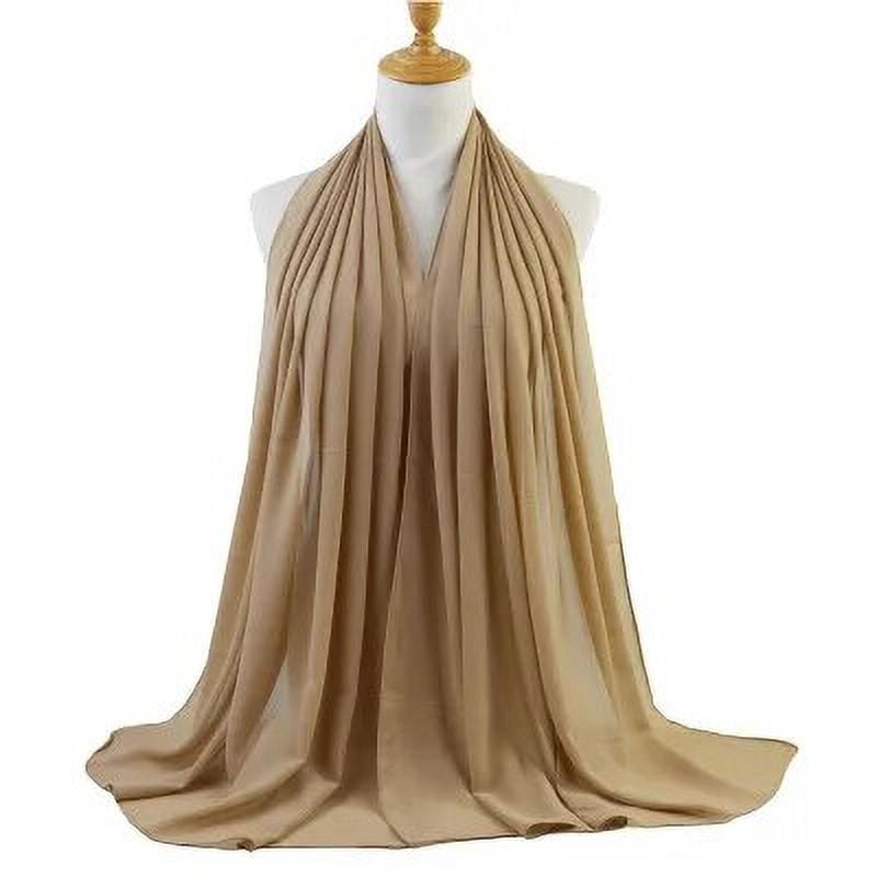 Municipal Women Solid Soft Yarn Scarf Oversizes Thin Long Pearl Chiffon ...