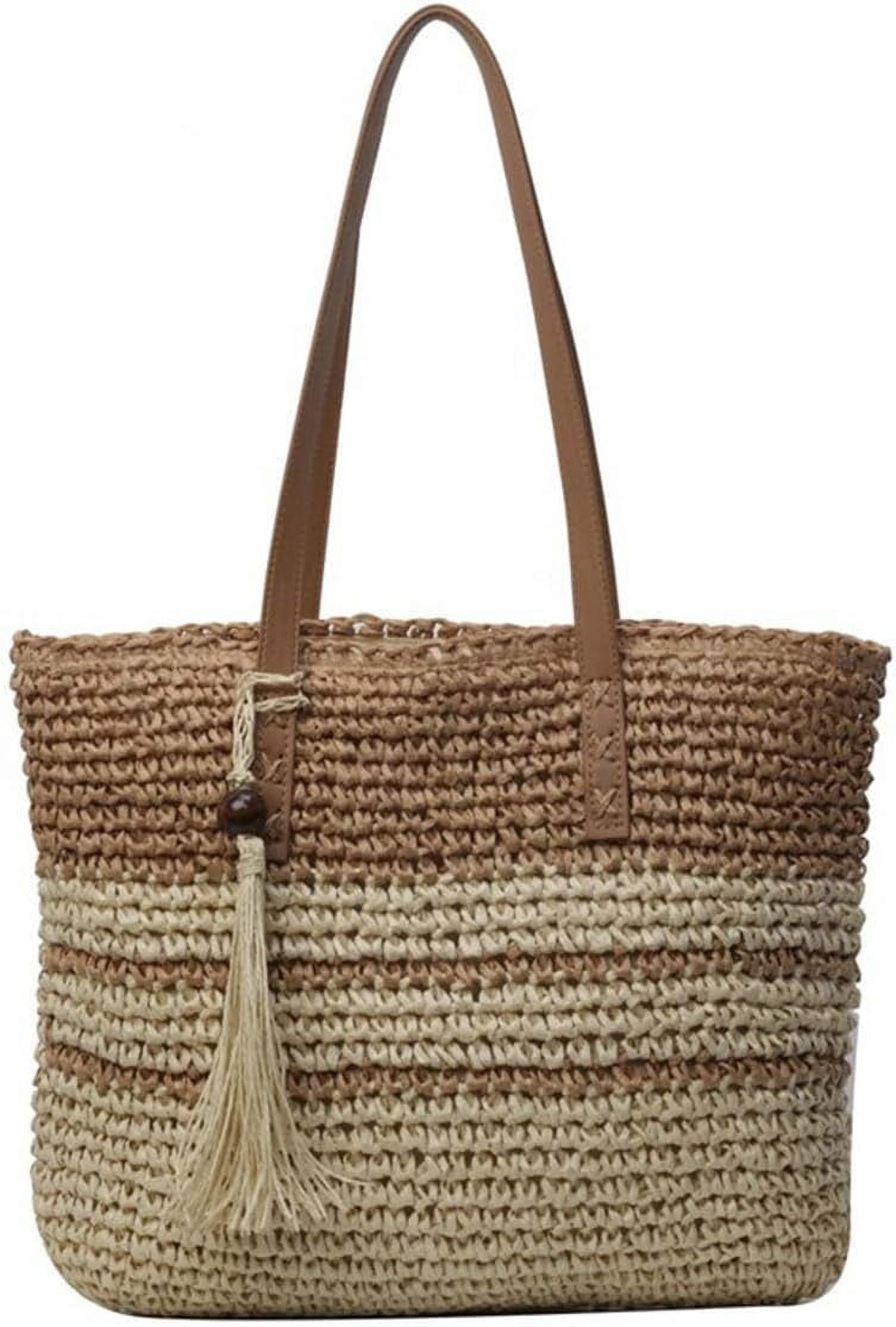 HLSOHJP Women Straw Woven Tote Beach Handmade Weaving Satchel Bag Women ...
