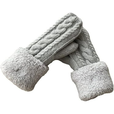 Whiteleopard Women's Warm Lined Winter Mittens in Wool Knit - Adult Cozy Thick Gloves for Cold ...