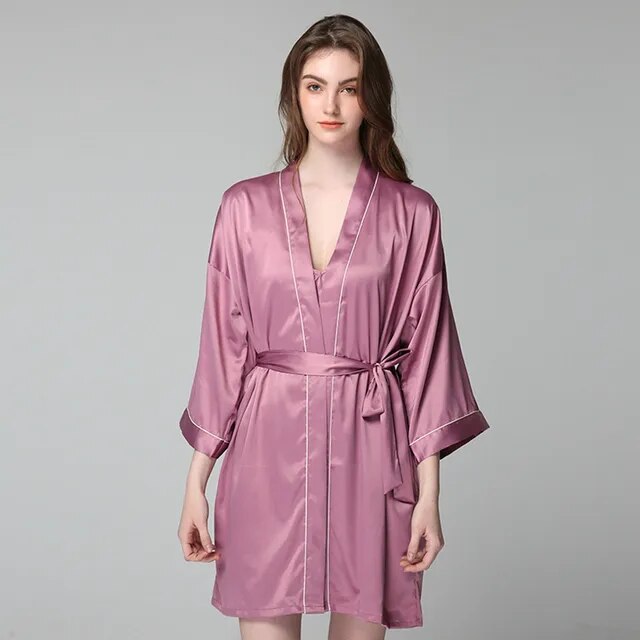 Municipal Women's Oversized Imitation Silk Pajamas Flare Sleeve ...