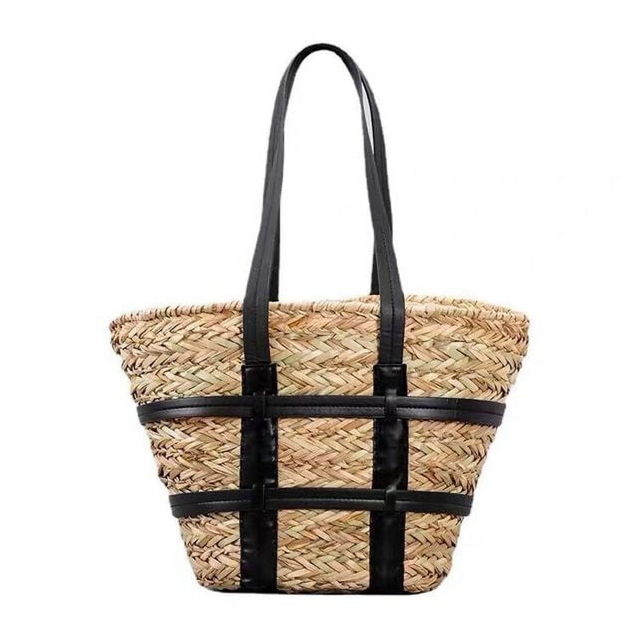 Municipal Women's Straw Polyester Geometric Shoulder Handbag, Black ...