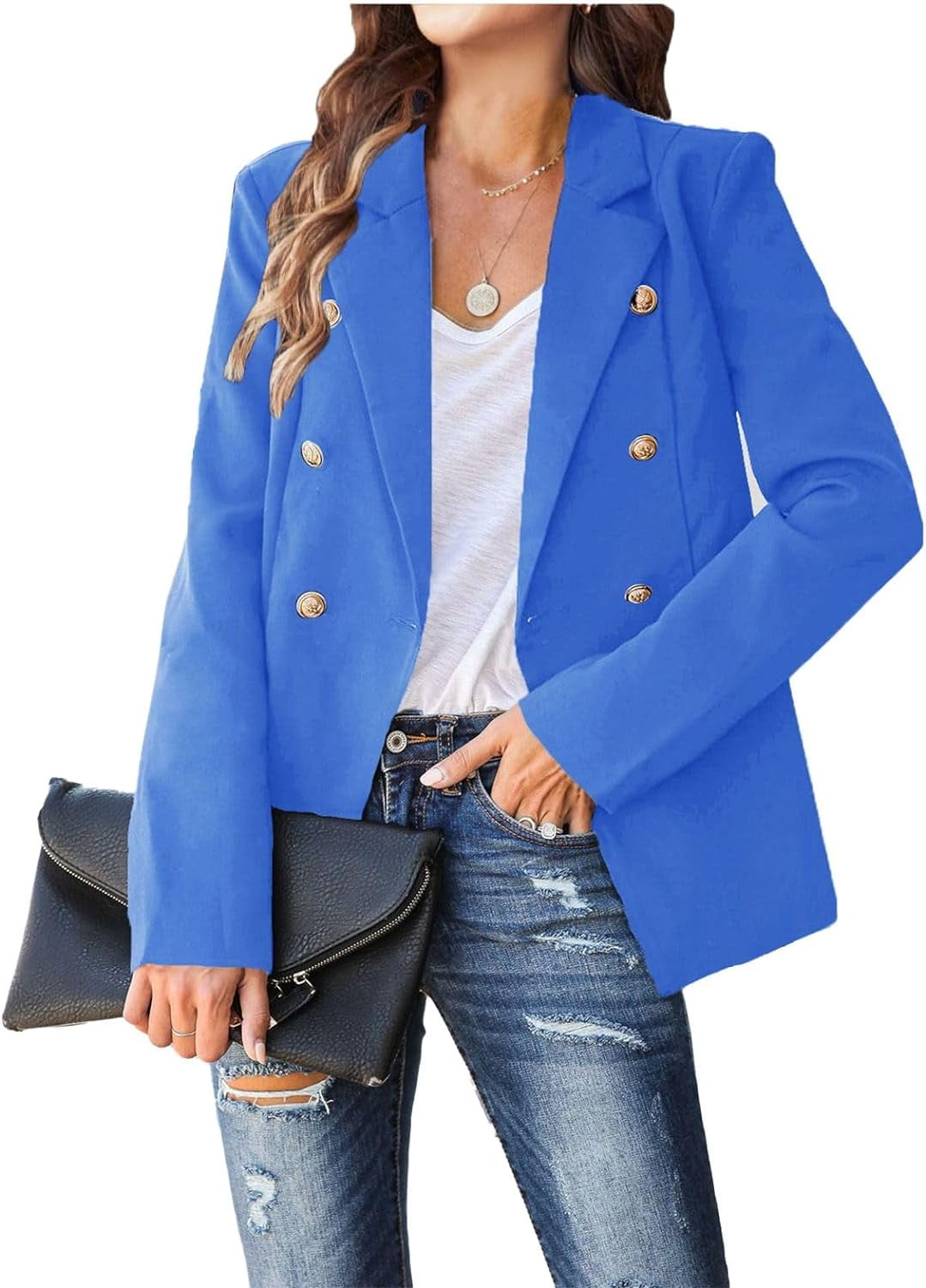 Municipal Womens Casual Blazers Jacket Long Sleeve Open Front Work ...