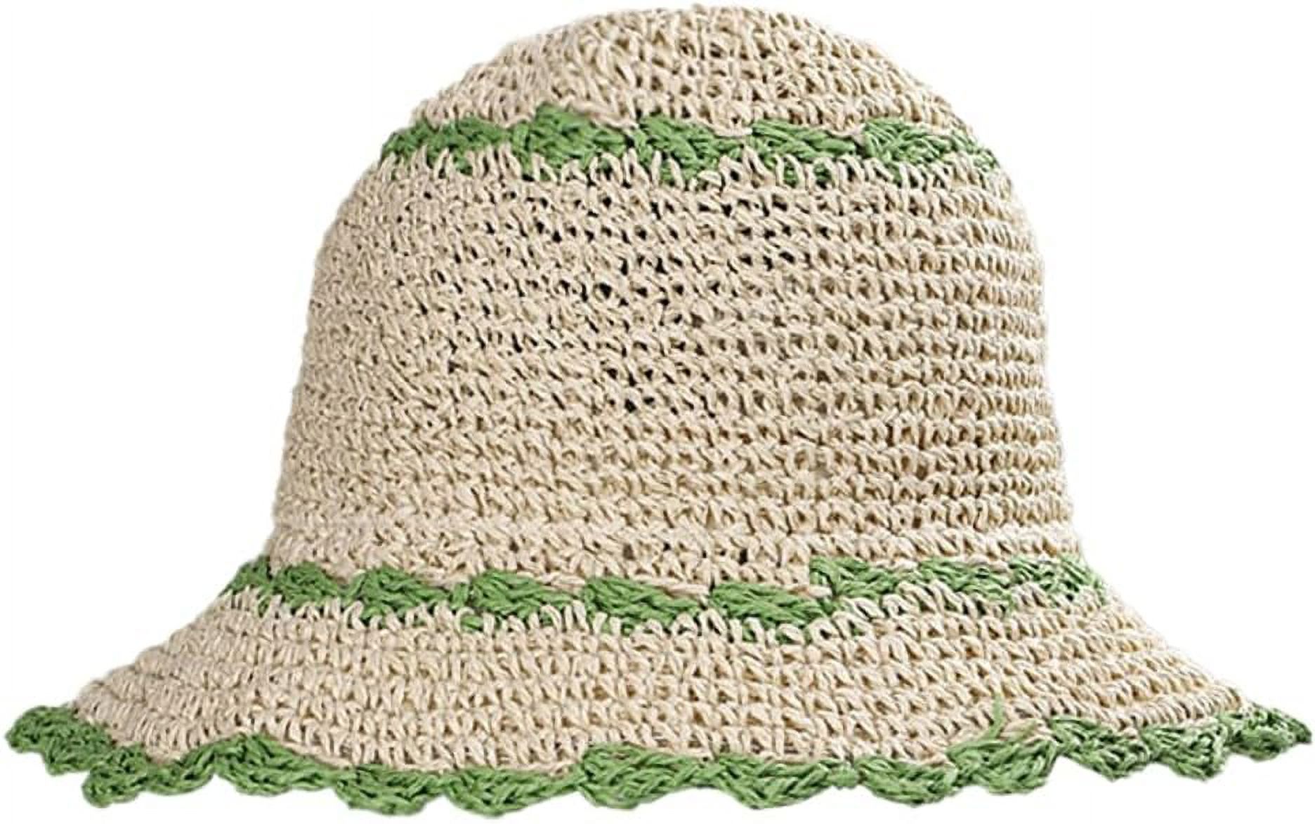 Municipal Womens Straw Sun Hat Foldable UV Protection Straw Bucket Hat ...