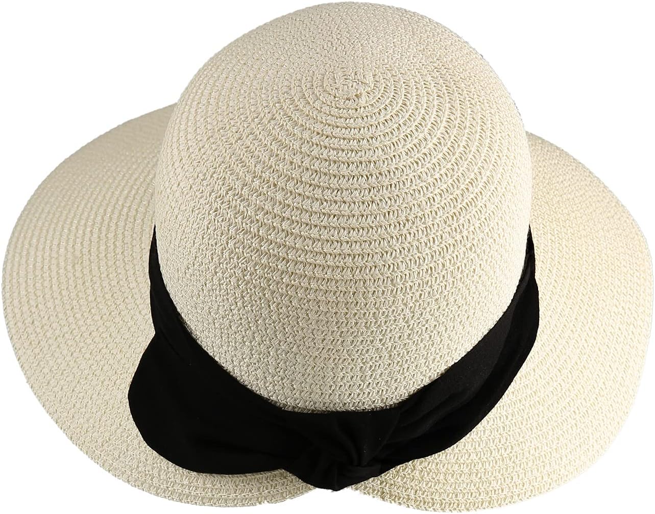 Municipal Womens Straw Sun Hat Wide Brim Foldable Panama Roll up Cap ...