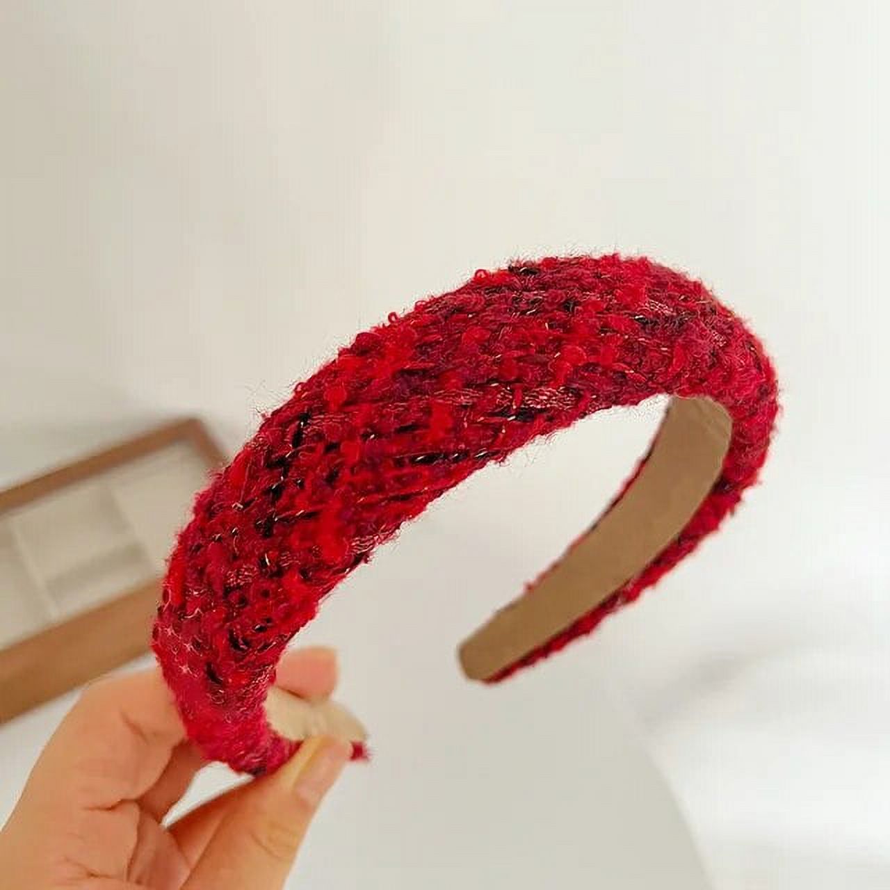 Municipal Woven Plaid Women Red Headbands Wide Tweed Twill Hairbands Head Wrap Hair Hoop Hair ...