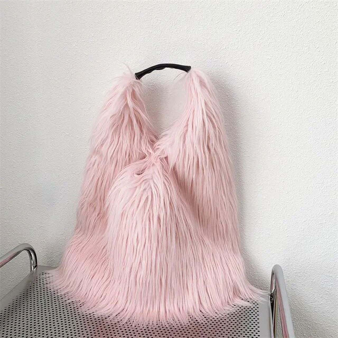Municipal Y2K Fashion Long Faux Fur Women Handbags Casual Solid Color ...
