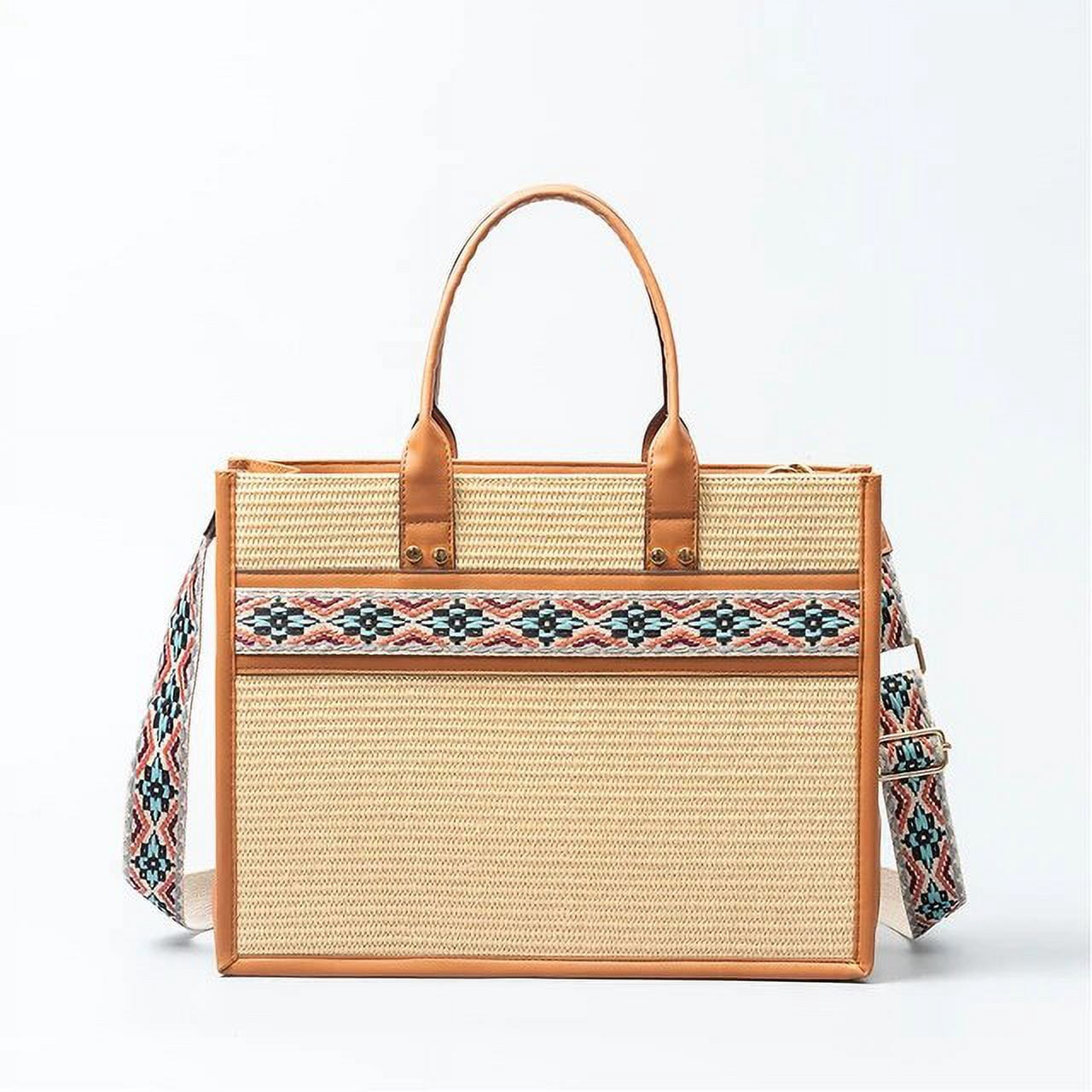 Municipal wanita, jerami Hobo dengan pegangan pendek, tangan rajut ...