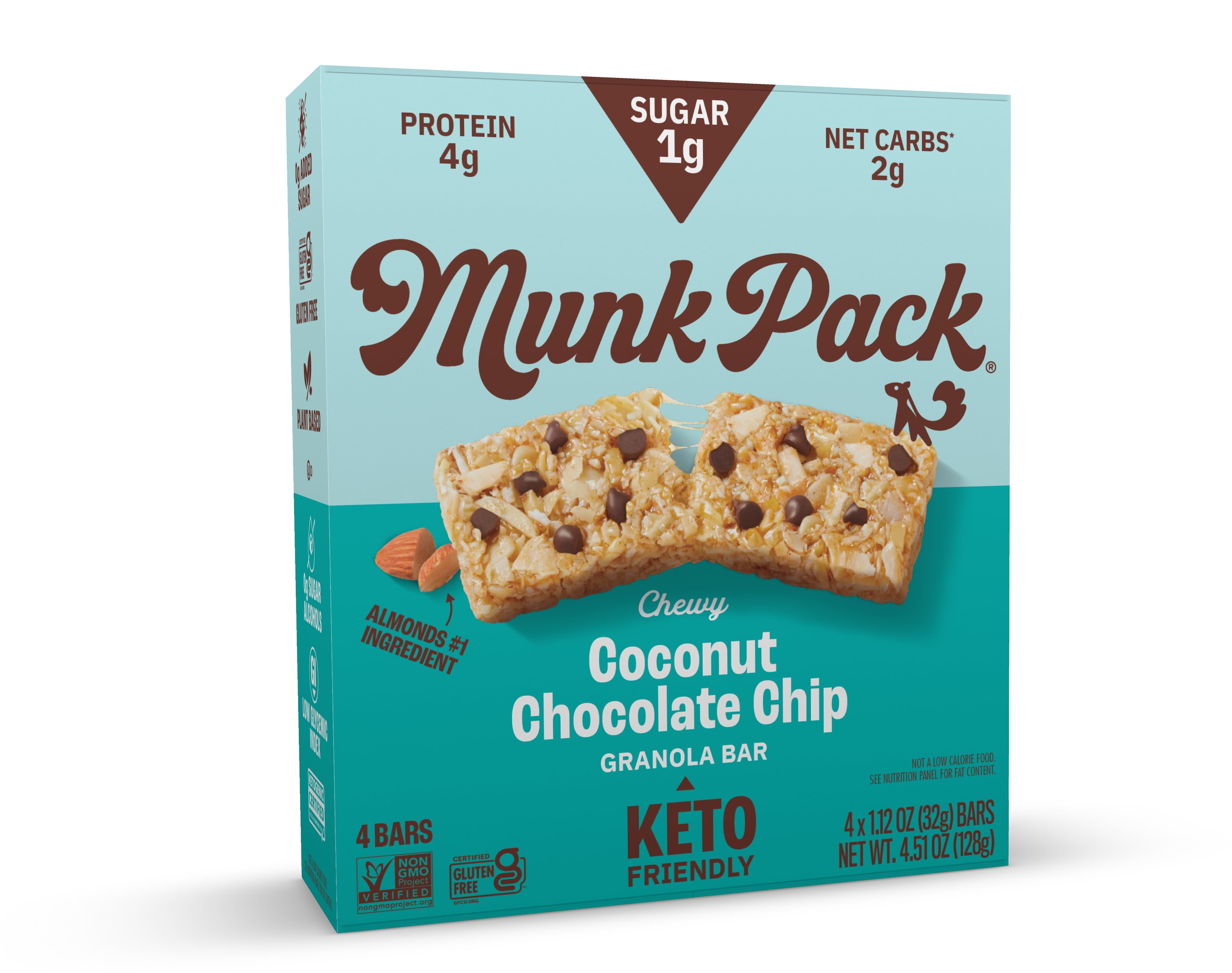 Munk Pack 1g Sugar Chewy Ganola Bars, Coconut Chocolate Chip, 4 Count - Walmart.com