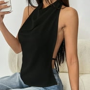 Dyegold Sleeveless Vest For Women Summer Solid Draped Open Front ...