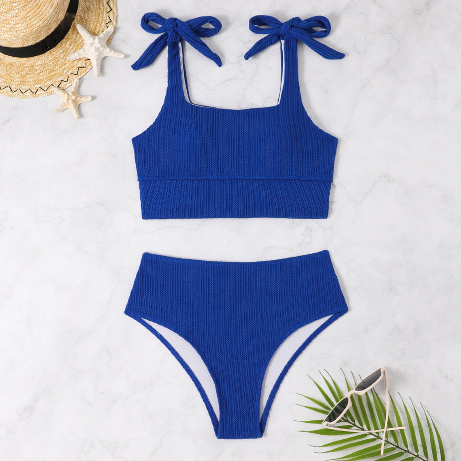 Munlar Blue Swimsuit for Women Bikinis Two-Piece Sets Sexy Spaghetti ...