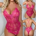 Munlar Crotchless Womens Lingerie Floral Lace Sheer Teddy Bodysuit