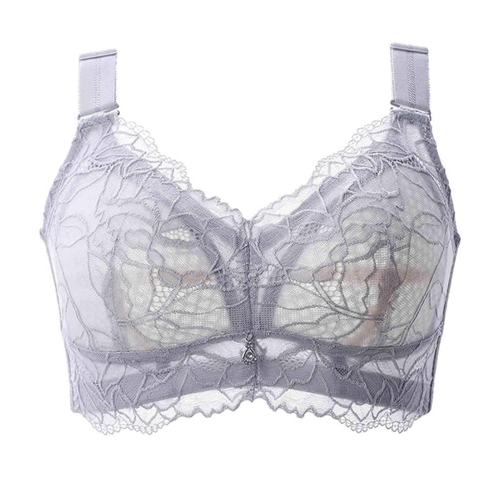 Munlar Gray Womens Bras No Wire Push Up Plus Size Full Figure Lace Bras ...