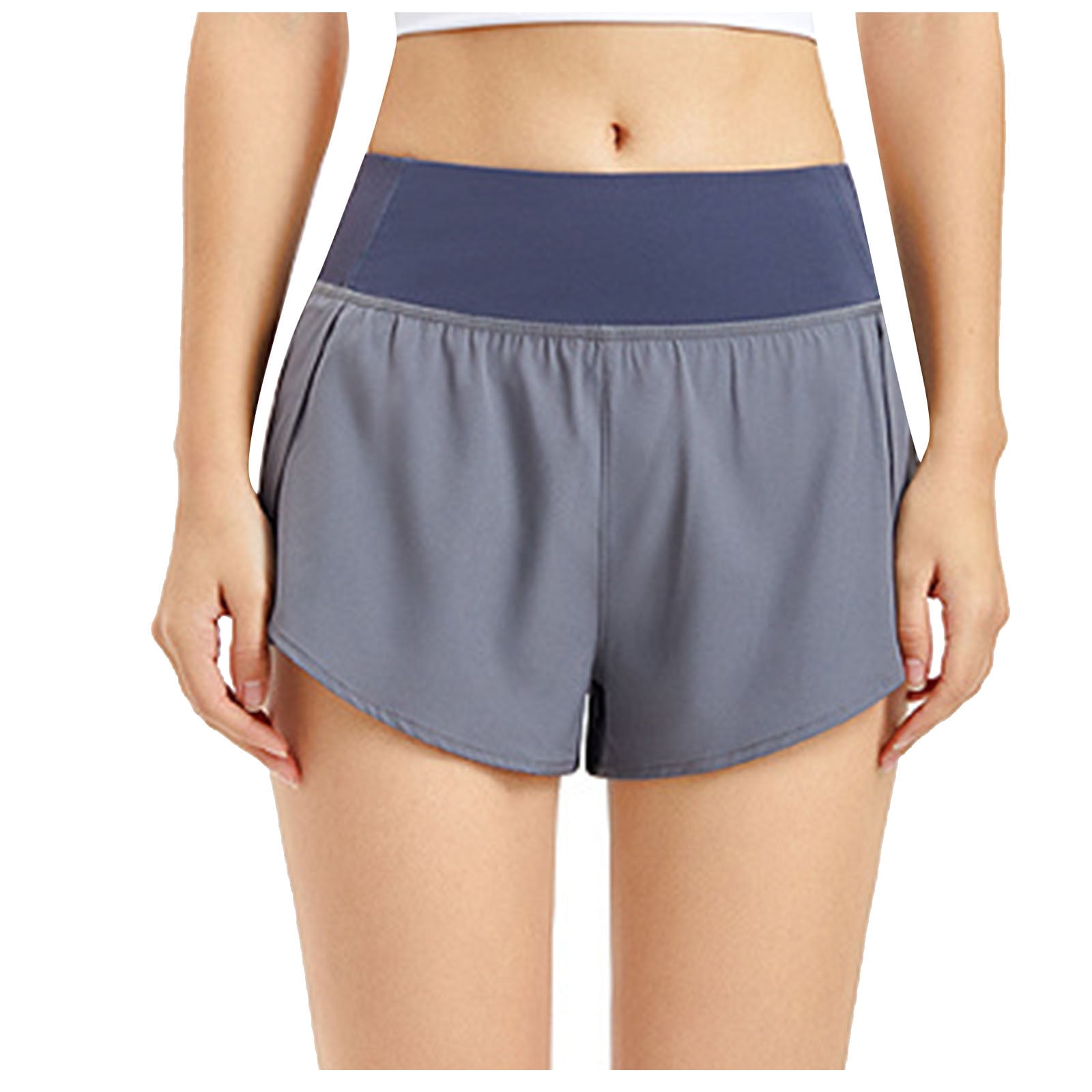 Munlar Light Workout Shorts for Women Blue Fitness Pull on Mid Rise ...