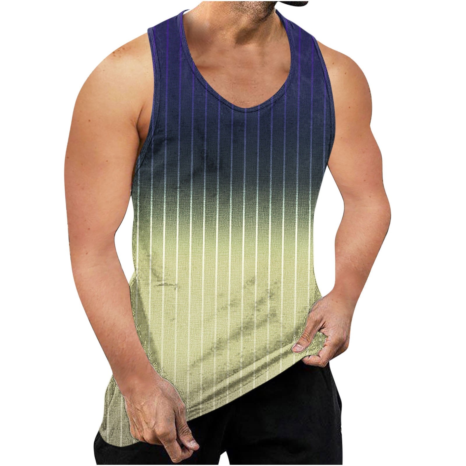 Munlar Men's Dry Fit Workout Tank Tops Casual Yellow Sleeveless Muscle ...