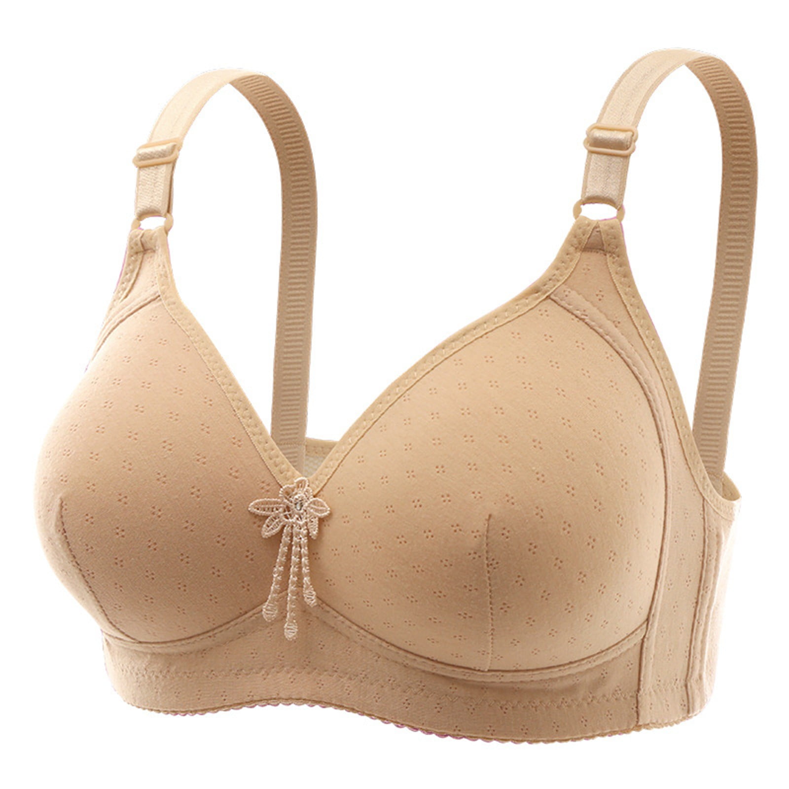 Munlar Push Up Womens Bra Comfortable Breathable Wire Free Underwear Beige Full Cup Bra Xxl