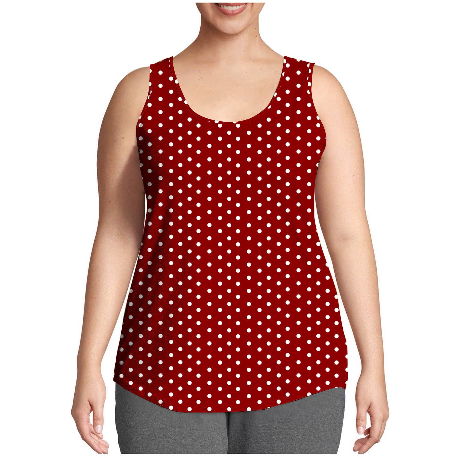 Munlar Red Tops for Women Trendy Plus Size Tank Top Sleeveless Crew ...