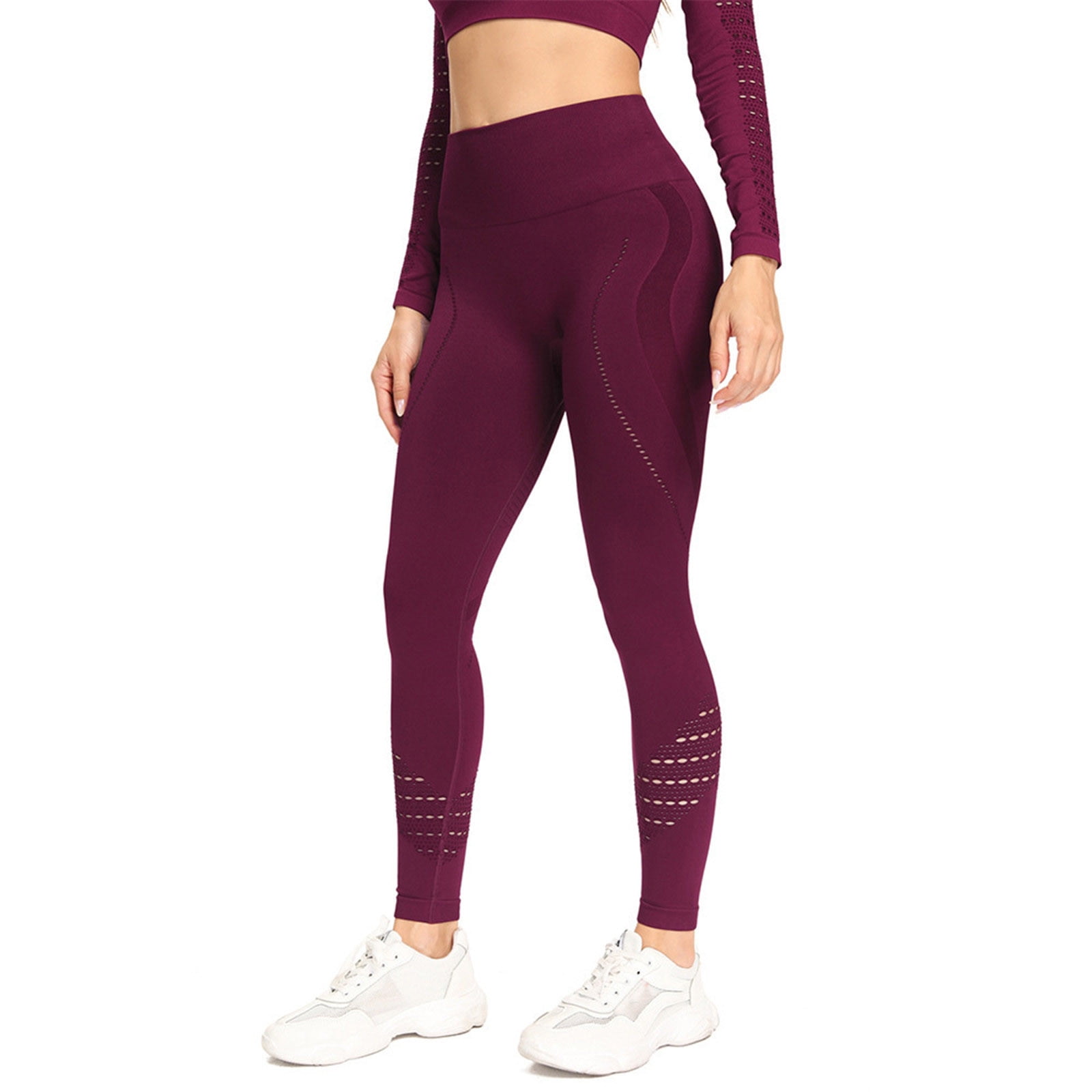 Munlar Red Womens Yoga Pants High Waist Slim Fit Leggings Stretchy ...