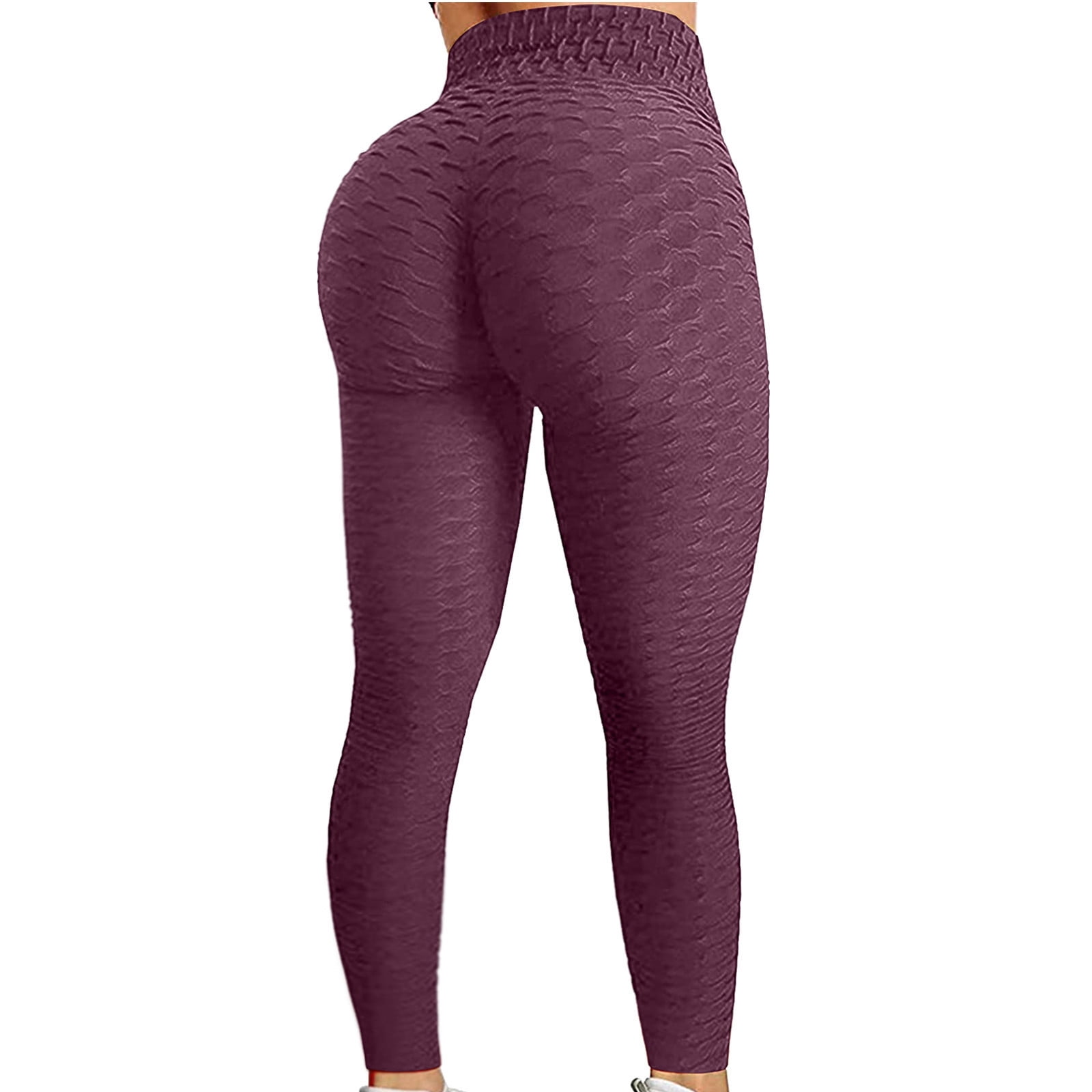 Munlar Slim Fit Womens Yoga Pants High Waist Wine Leggings Stretchy ...