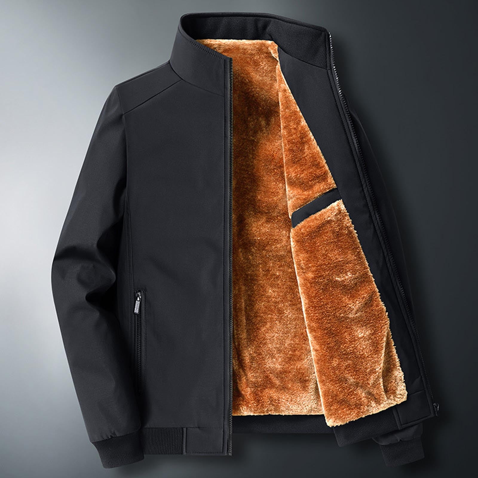 Munlar Soft Shell Jacket Mens- Fashion Casual Loose Plush Thick Stand ...