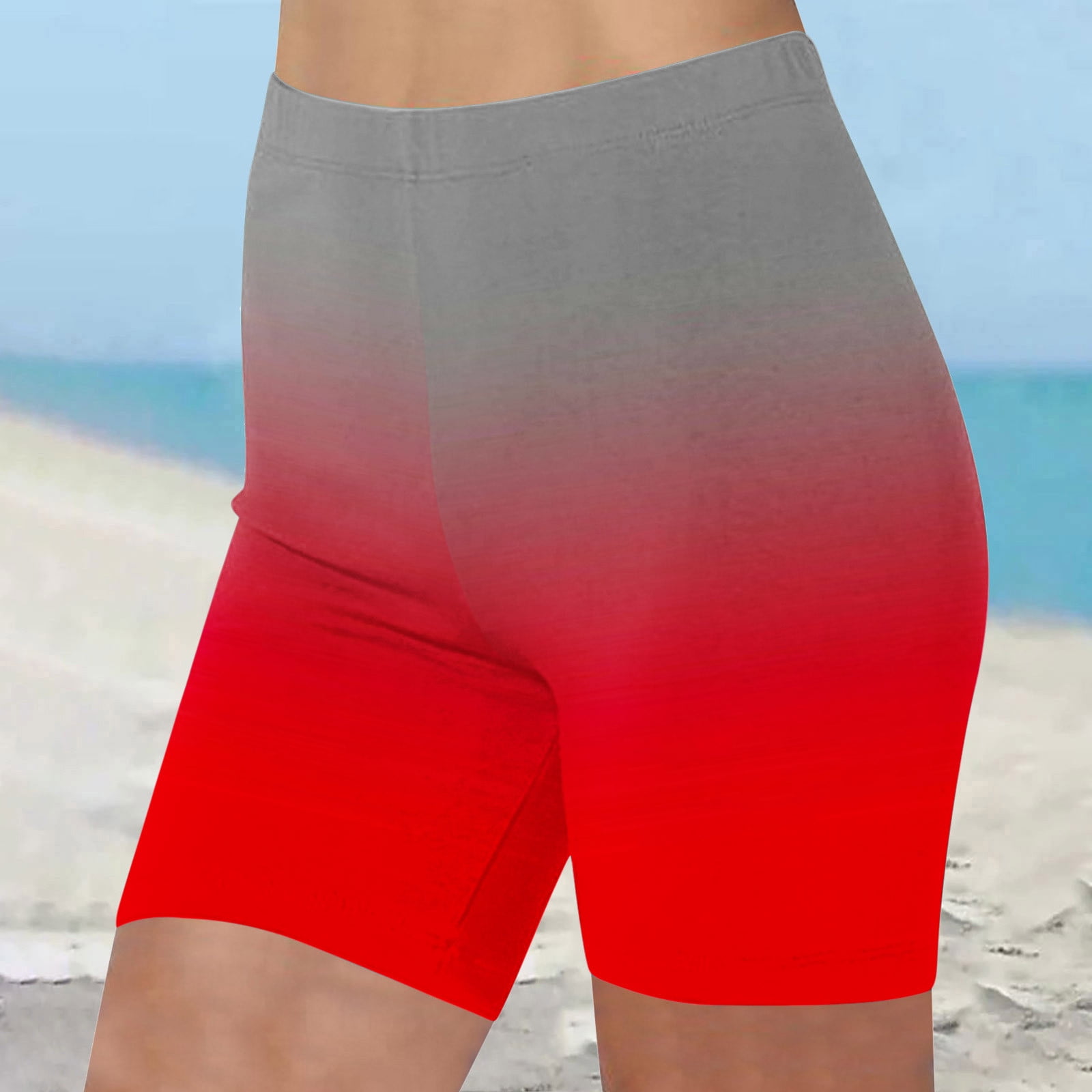 Munlar Stretchy Women's Biker Shorts High Waisted Pull on Fitness Red ...