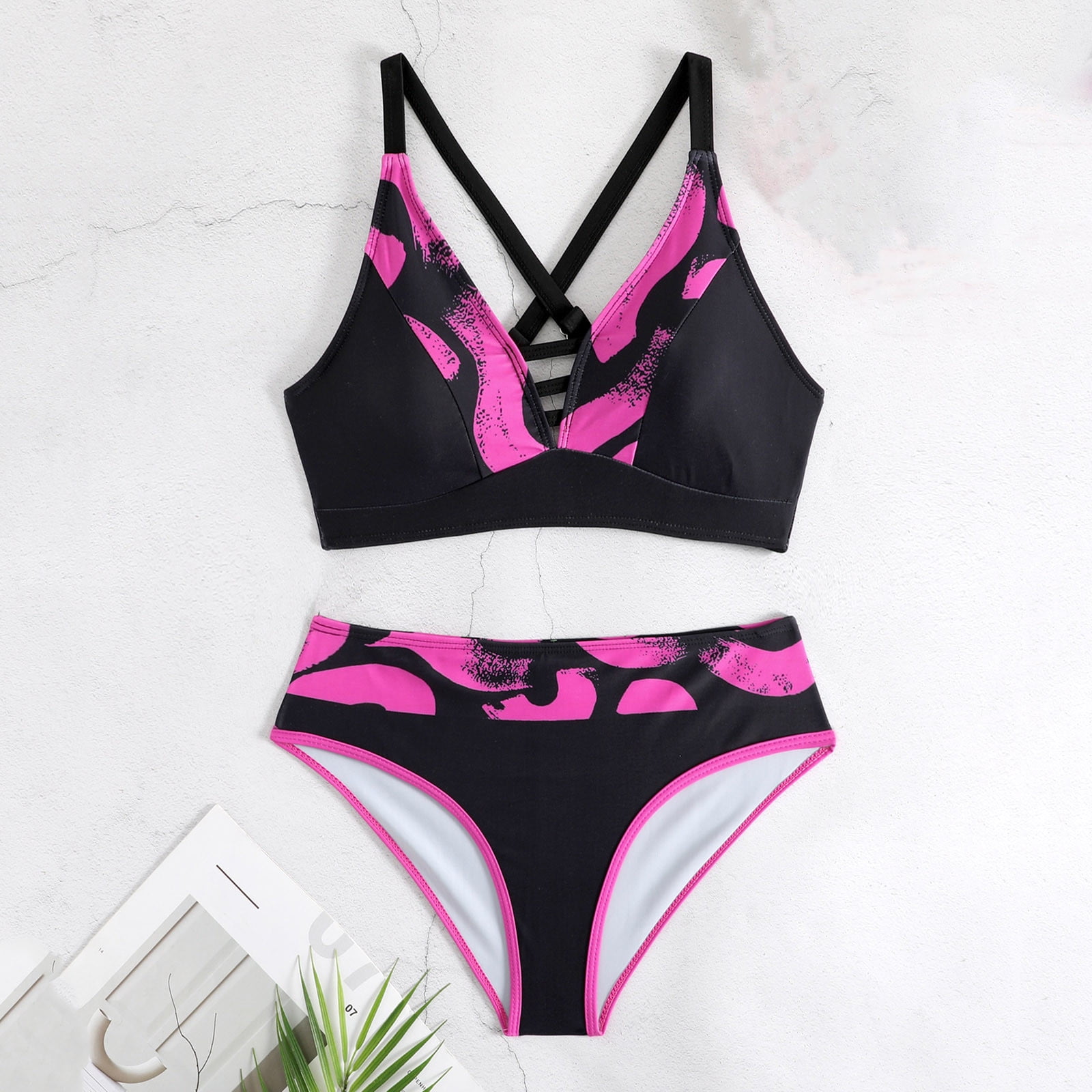 Munlar Swimming Suits for Women 2 Piece Bikinis Hot Pink 2025 Spaghetti ...